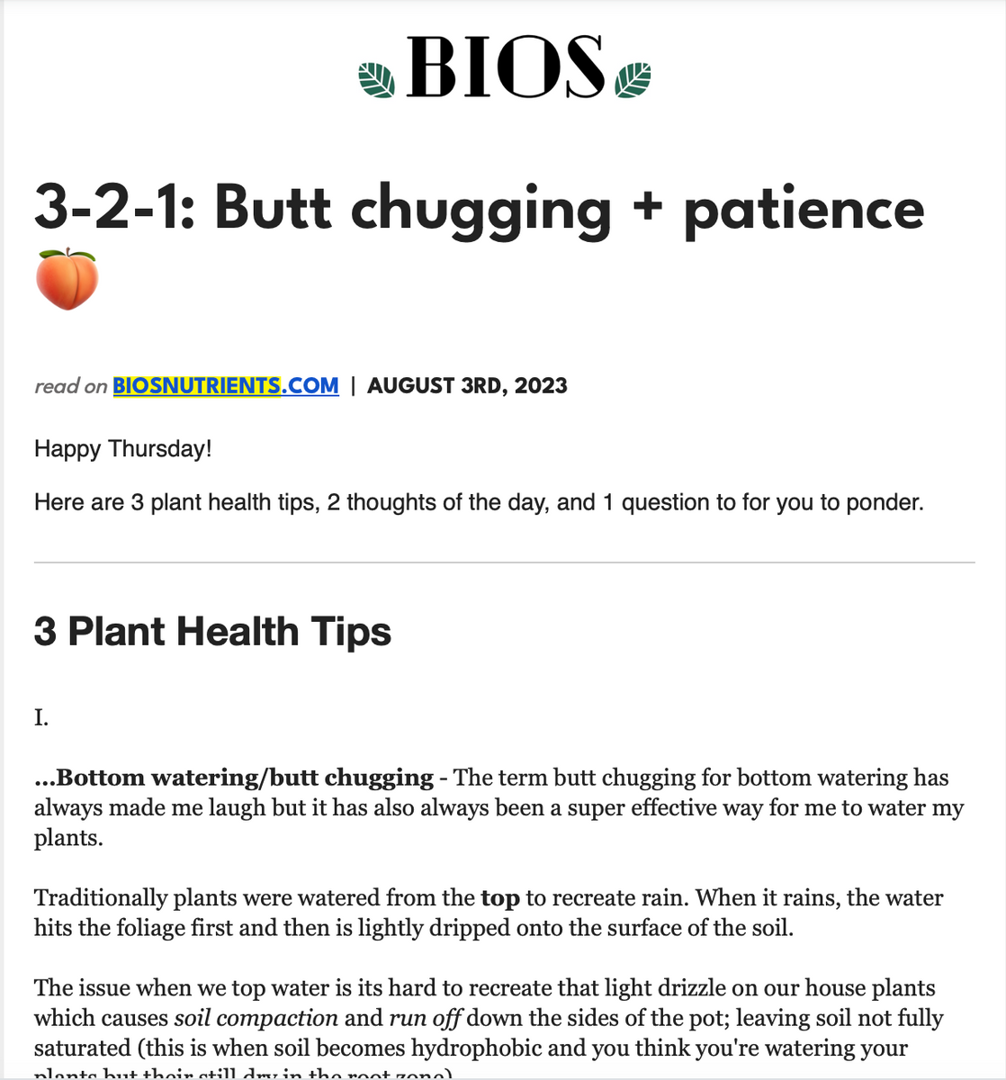 3-2-1: Butt chugging + patience 🍑 – BIOS Nutrients